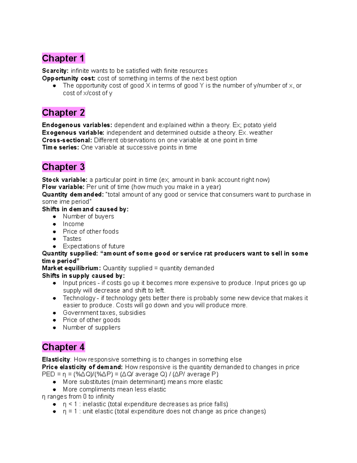 ECON 201 Chapter Notes: Key Concepts and Economic Principles - Studocu