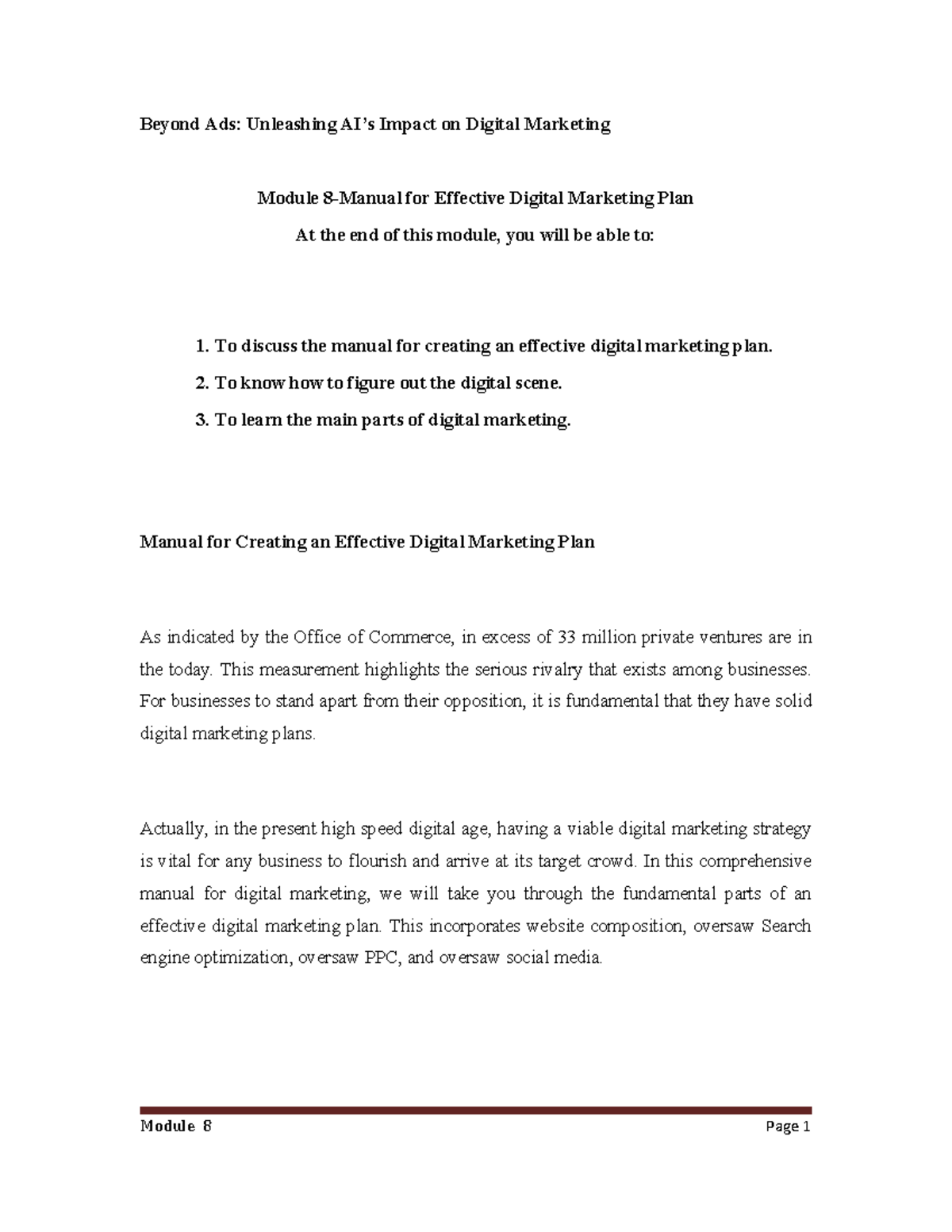 Week 8 Module: Comprehensive Manual for Effective Digital Marketing ...