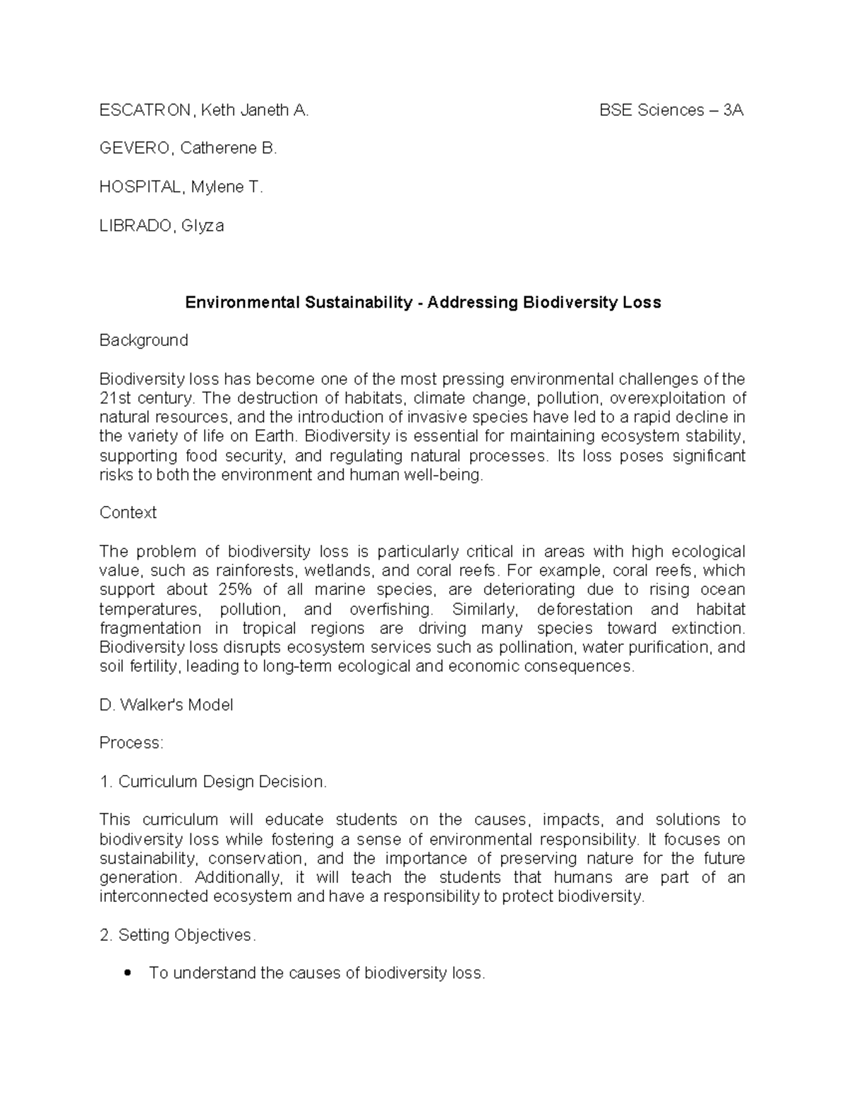 Environmental Sustainability - ESCATRON, Keth Janeth A. BSE Sciences ...