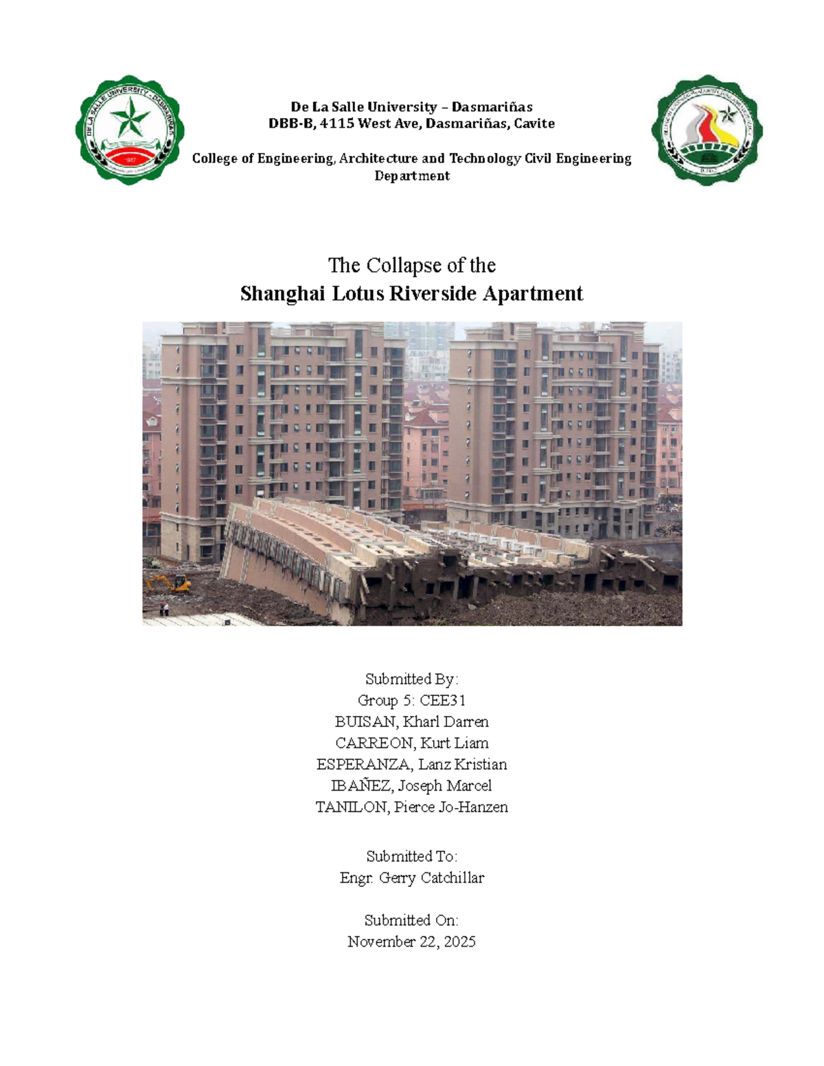 T-CEET314LA Case Study: The Collapse of Shanghai Lotus Riverside ...