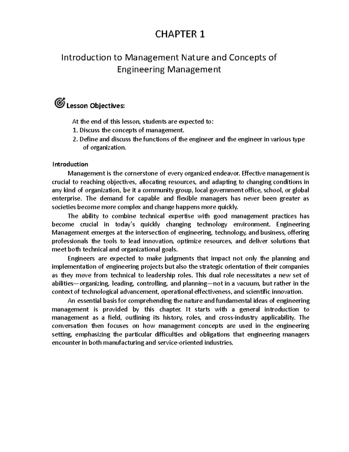 ENG 101: Chapter 1 - Introduction to Engineering Management Concepts ...