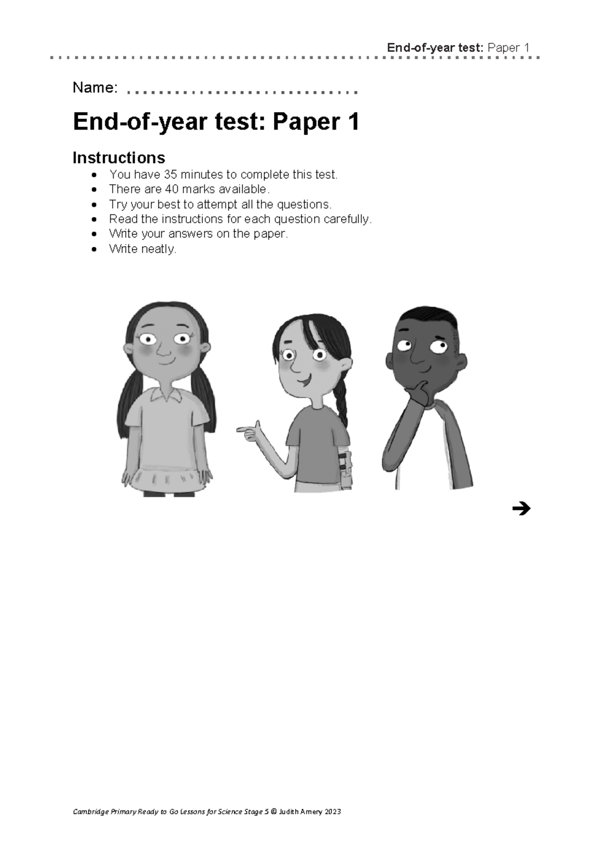 686699582 Paper 1 End of year progression test - Name: End-of-year test ...