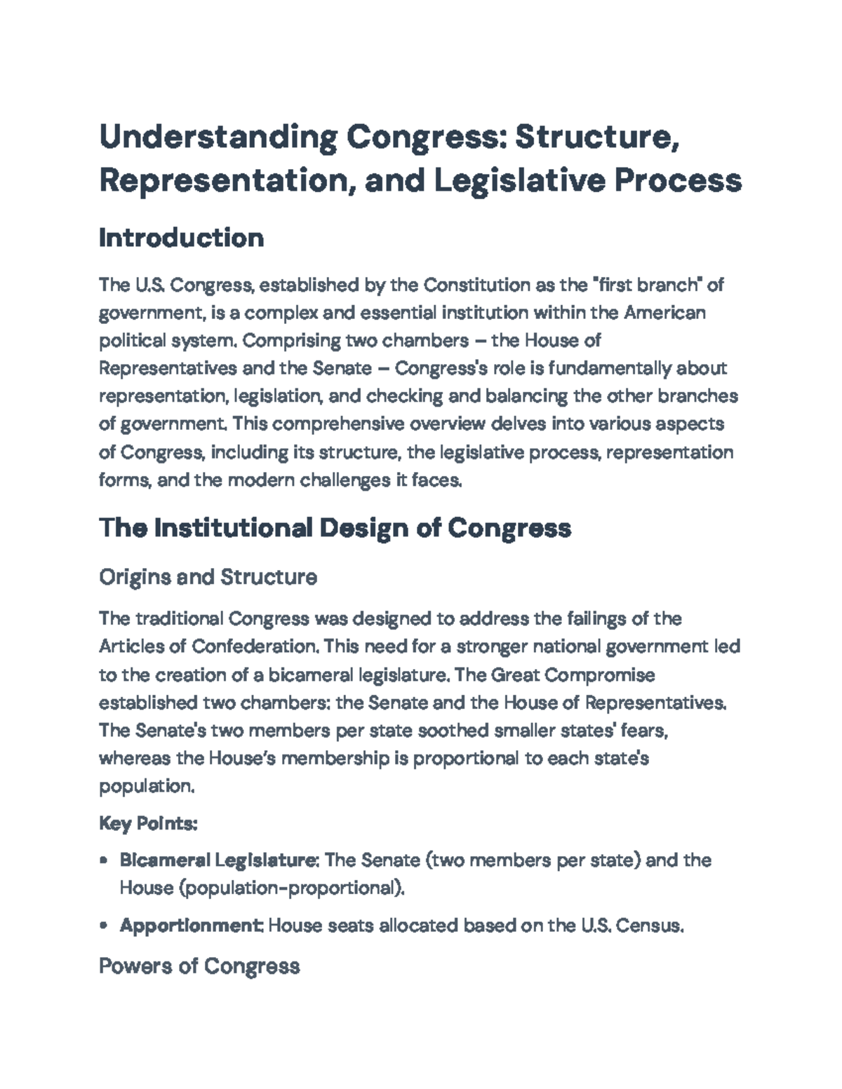 Understanding U.S. Congress: Structure, Representation & Legislative ...