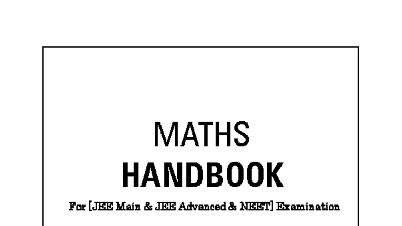 MATHS HANDBOOK: Formula Sheet for JEE Advanced Exam - Studocu