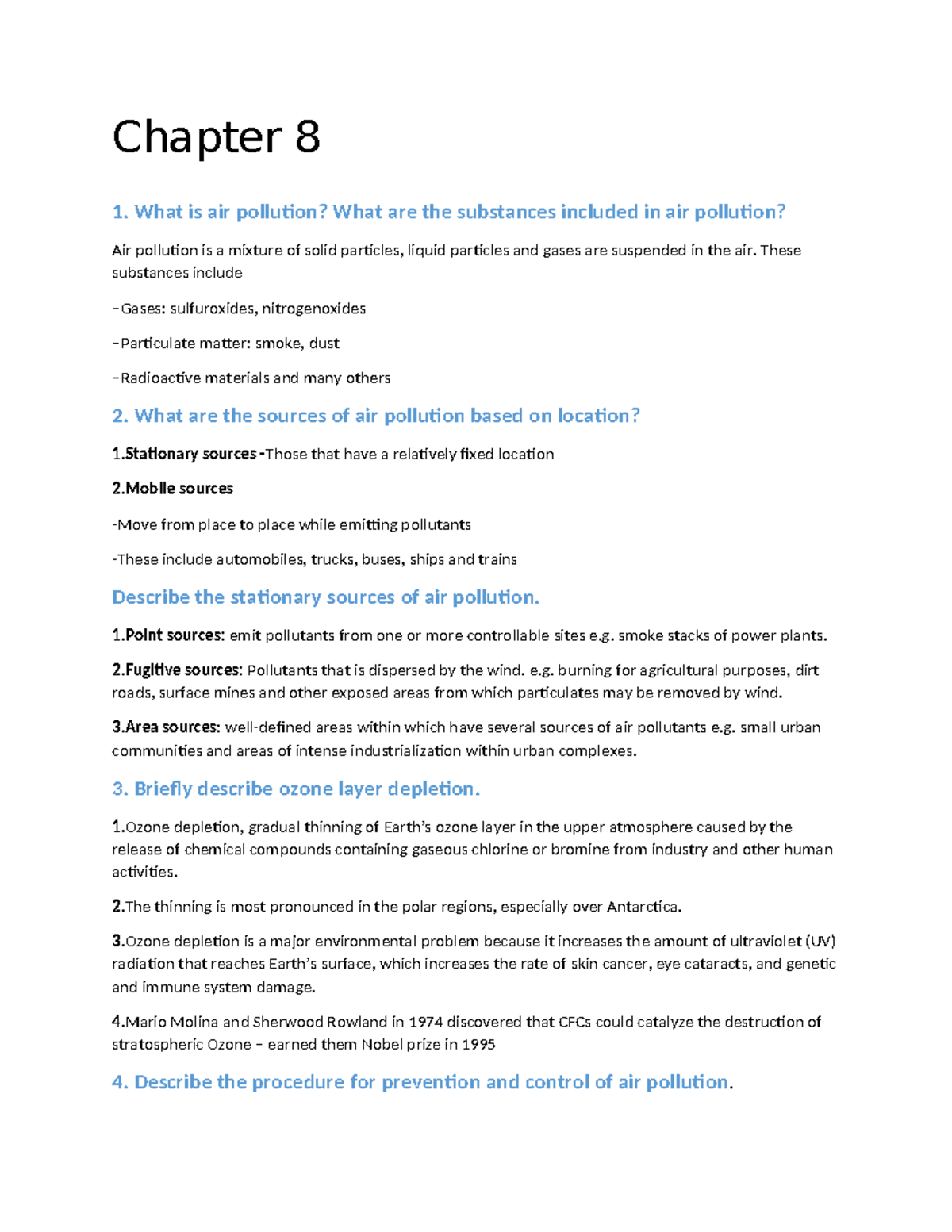 Chapter 8: Air Pollution Overview and Control Measures - Studocu