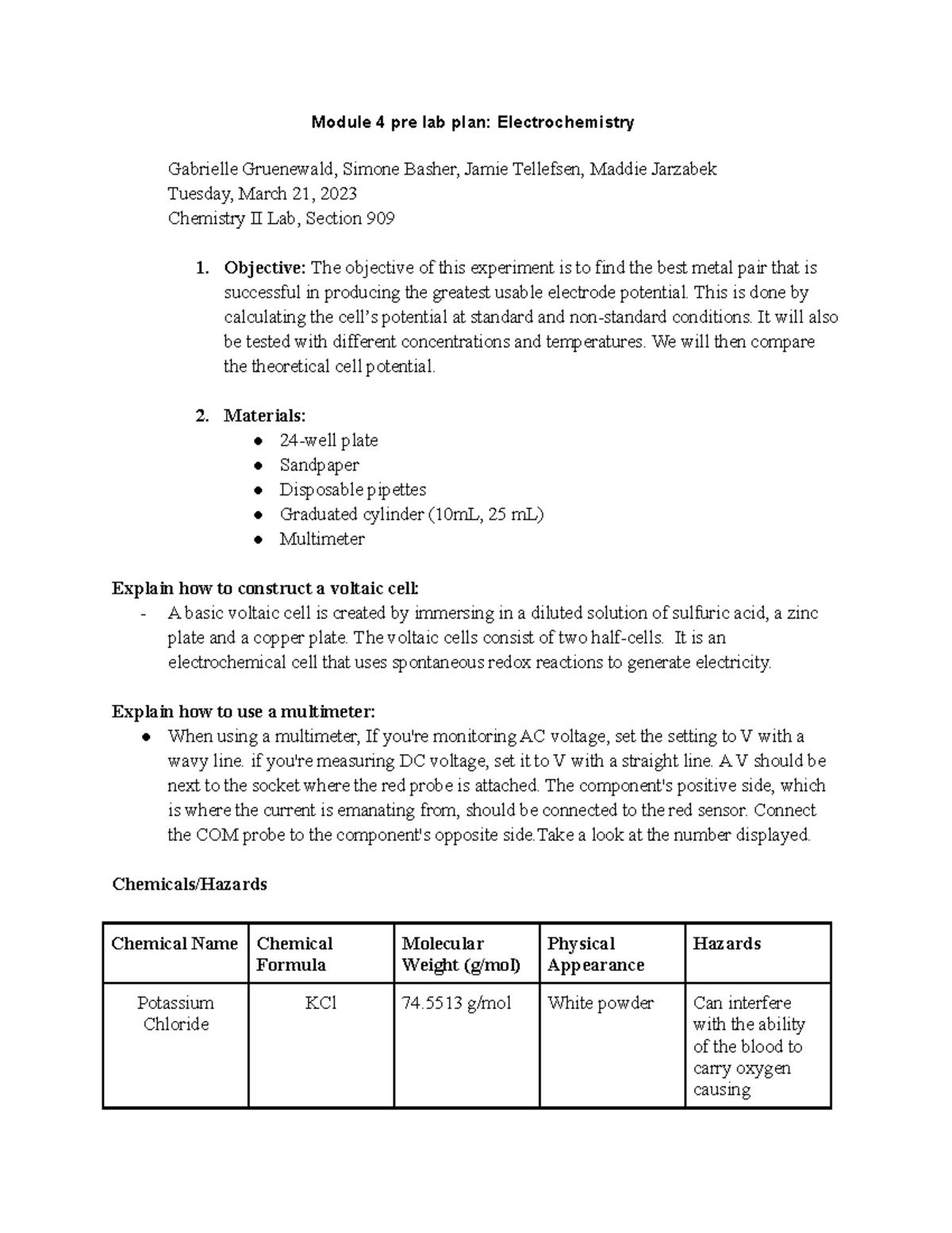 Module 4 pre lab plan part 1 and 2 - Module 4 pre lab plan ...