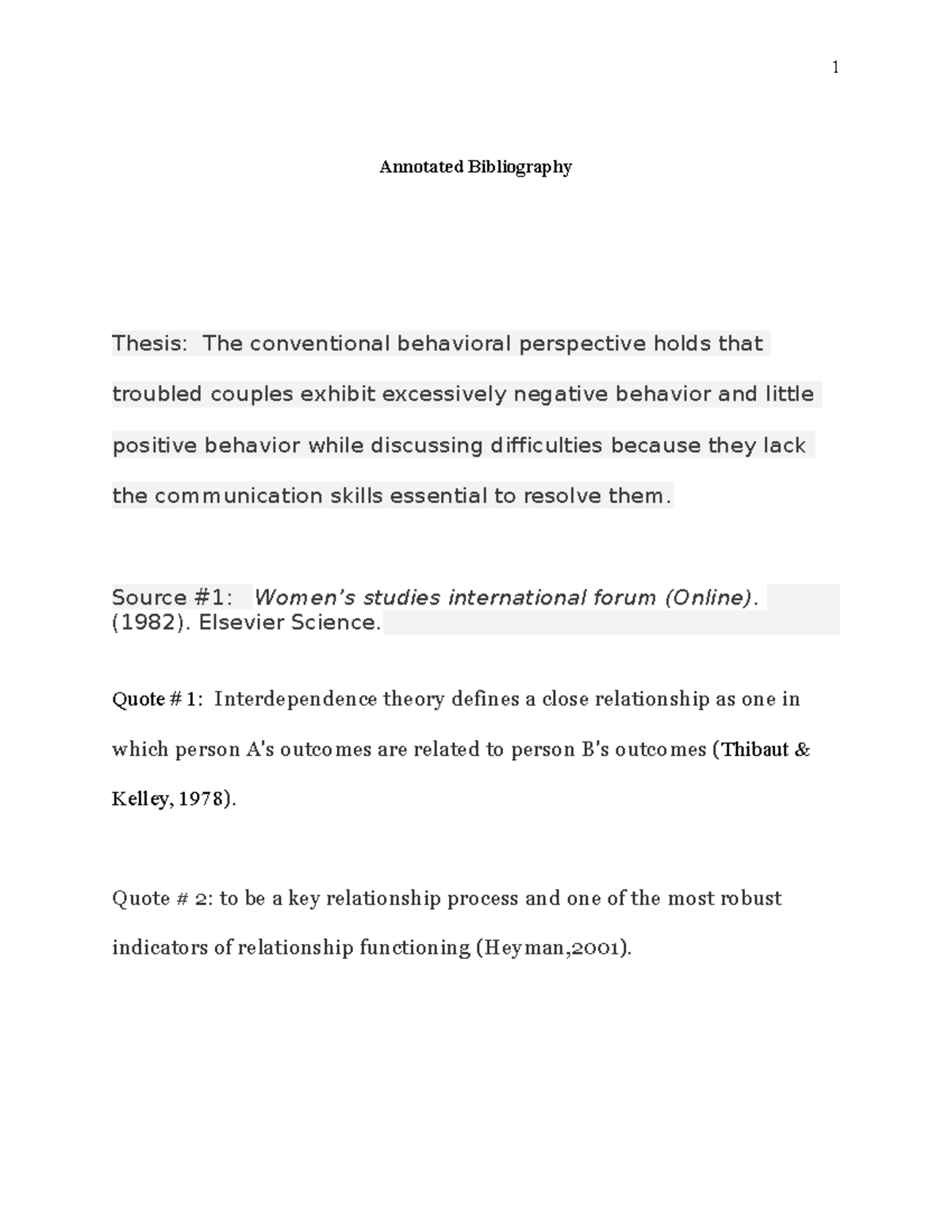 Annotated Bibliography for Assignment 4 - Relationship Communication ...