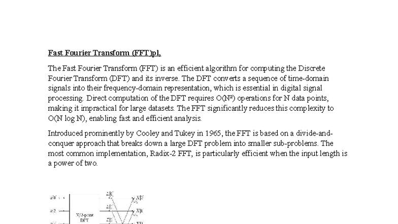 Fast Fourier Transform (FFT) Overview and Applications - Studocu
