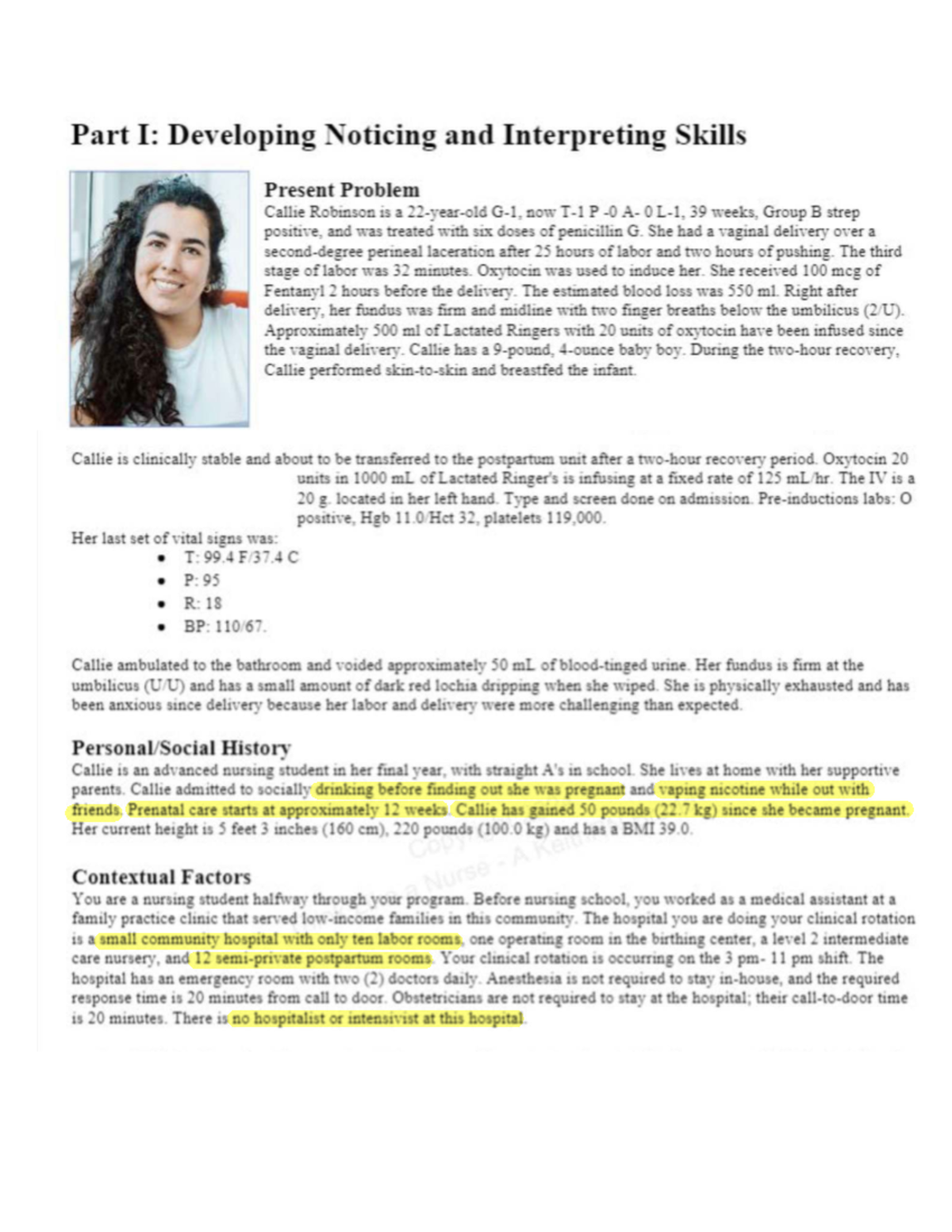 OB Hemorrhage Case Study: Nursing Priorities & Interventions (SKINNY ...
