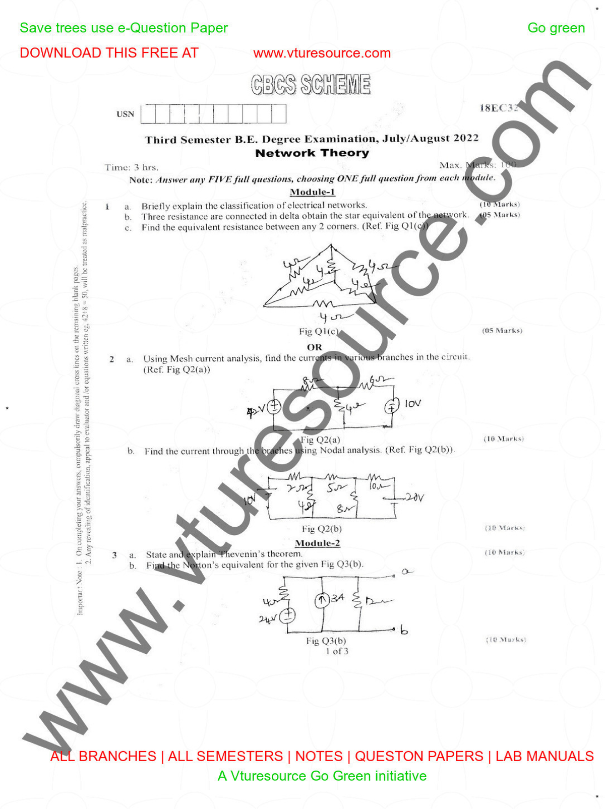 18EC32 August 2022 Question Paper Analysis and Answers - Studocu
