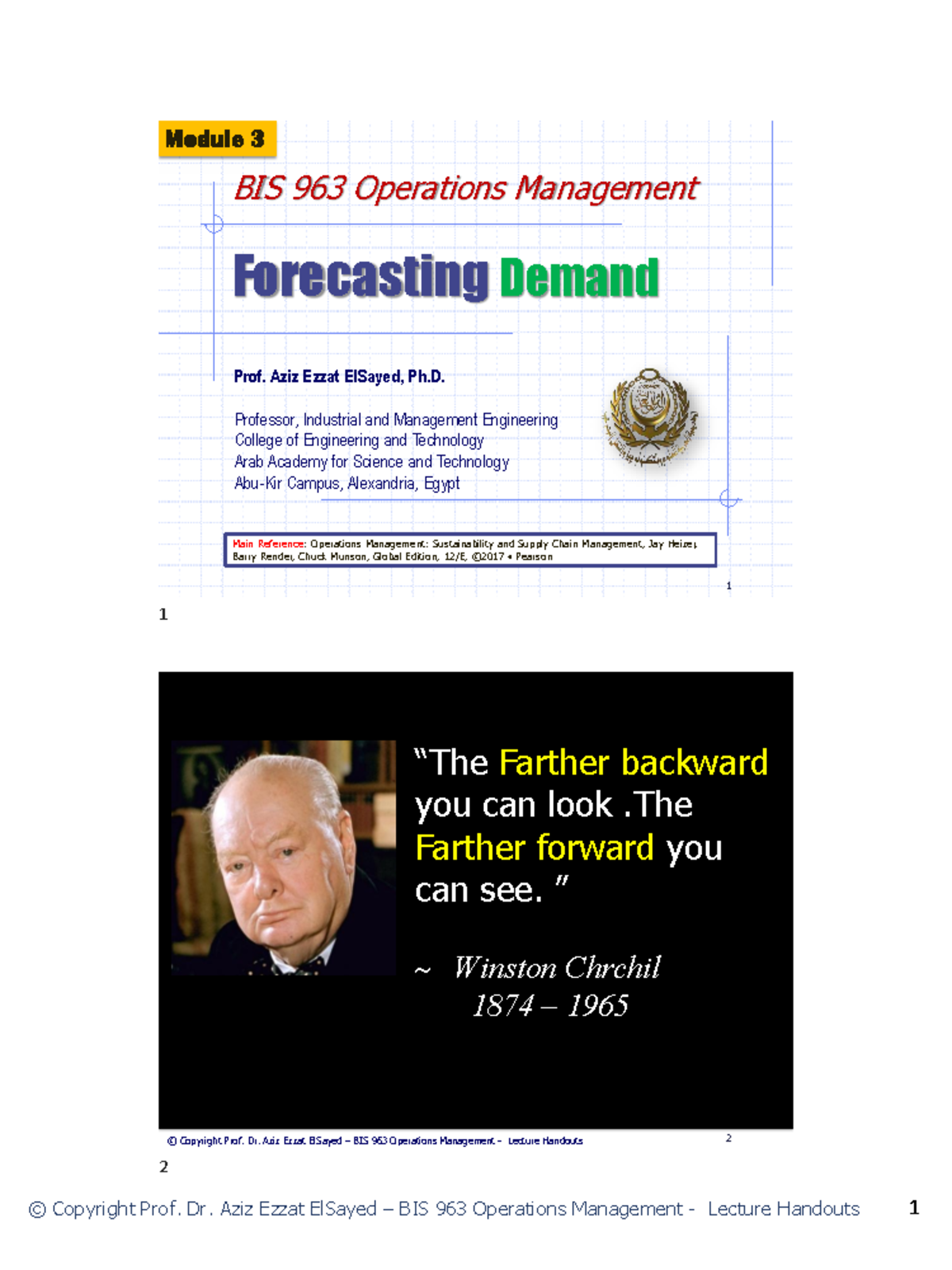 BIS 963 Operations Management: Demand Forecasting Lecture Notes - Studocu