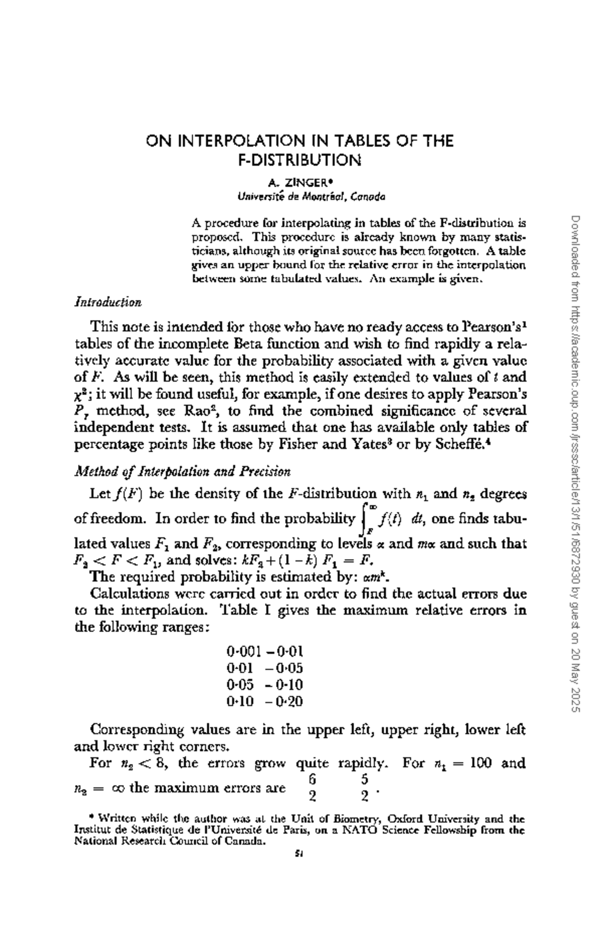Interpolation Methods for Incomplete Beta Function (APPLIED STATISTICS) - Studocu
