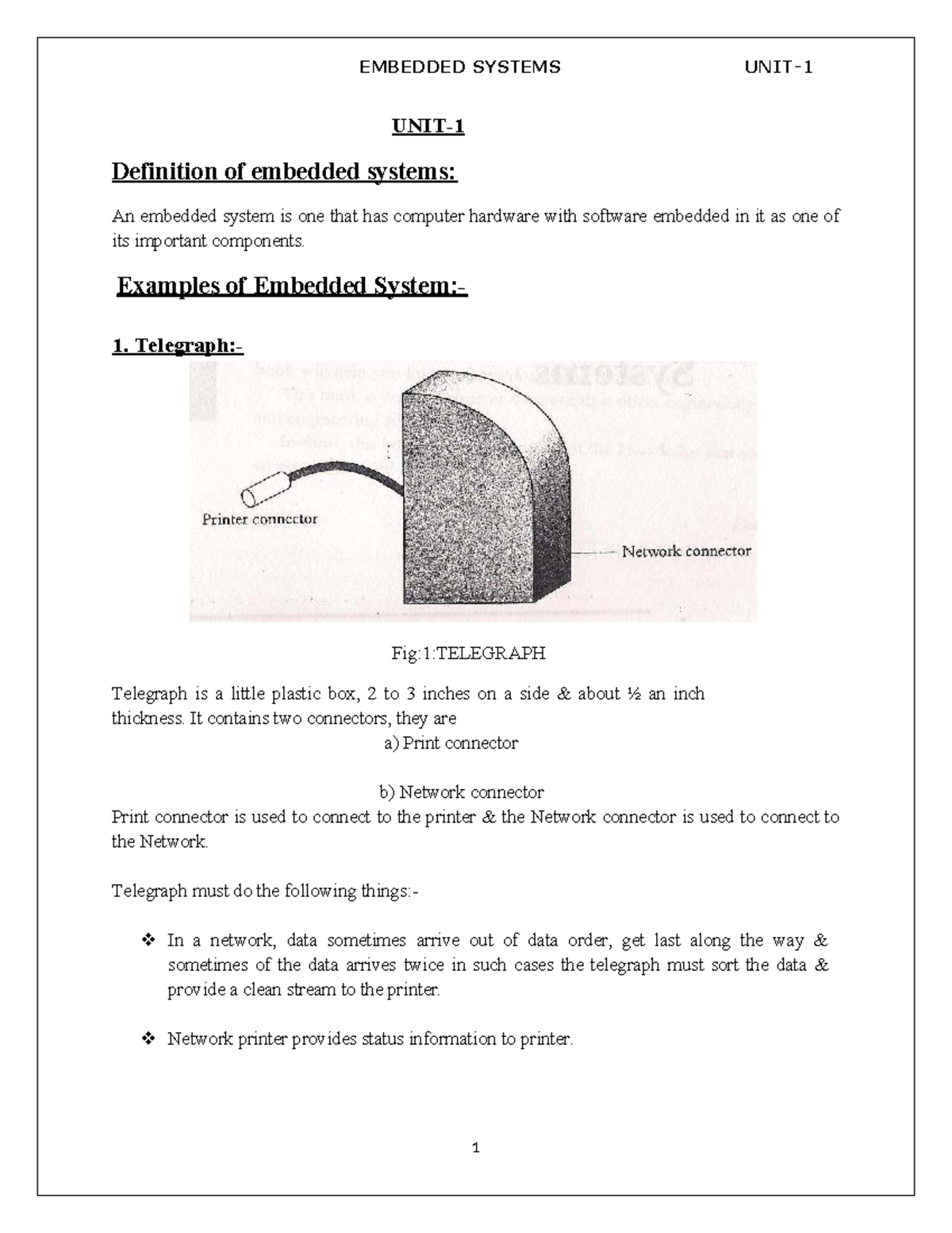 UNIT1 - Embedded Systems Overview and Key Concepts - Studocu