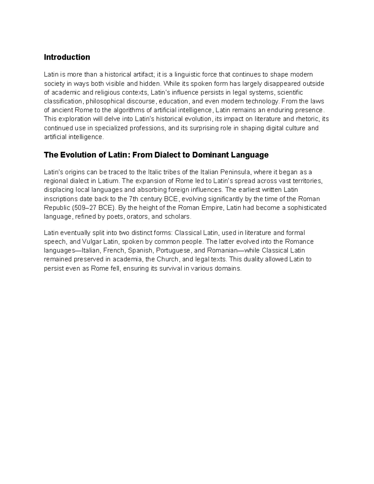 Latin 23 - help - Introduction Latin is more than a historical artifact ...