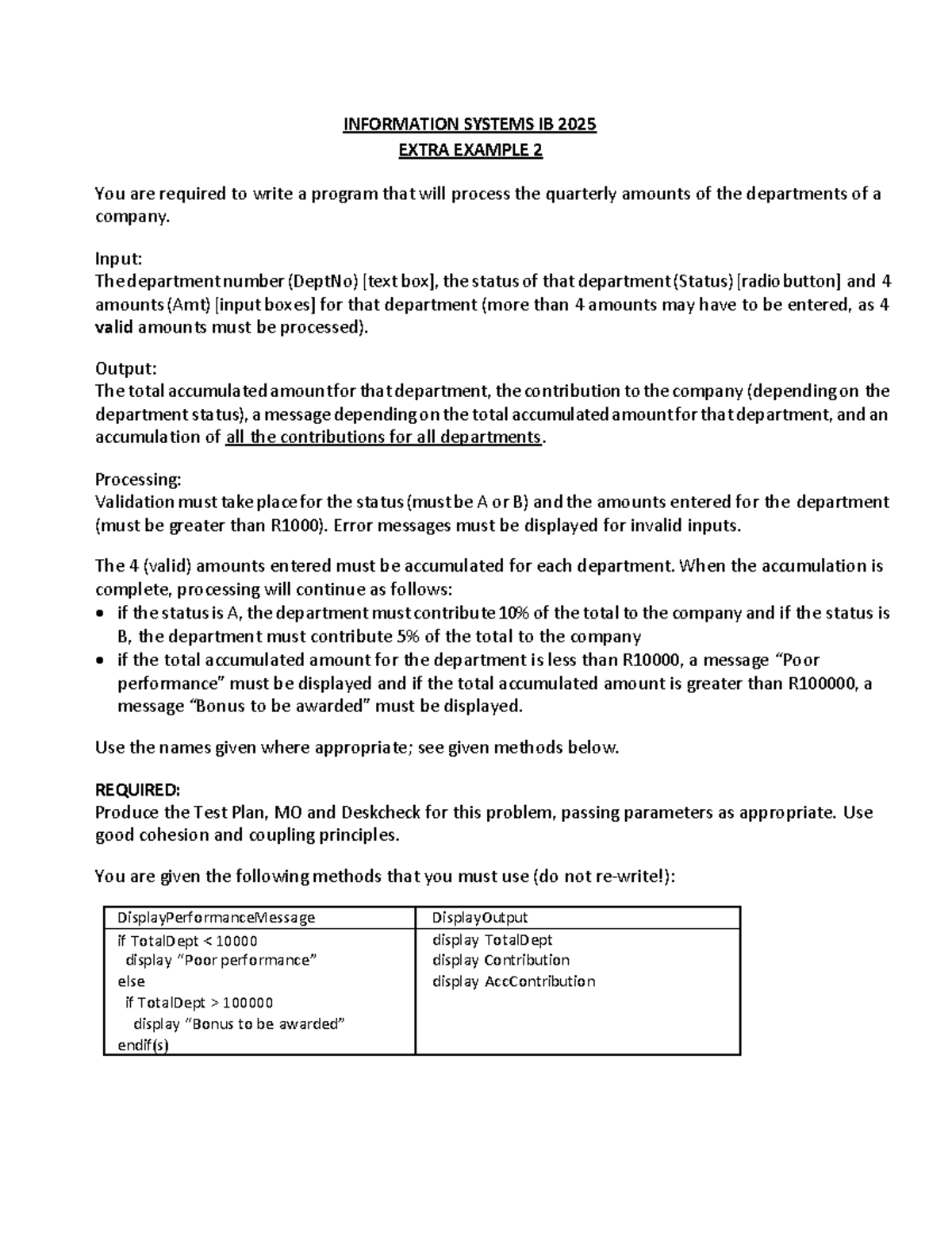INFORMATION SYSTEMS IB 2025 EXTRA EXAMPLE 2 PROGRAM PROCESSING - Studocu