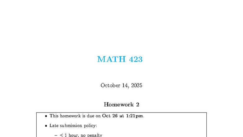 MATH 423 Homework 2: Statistical Predictions and R Code Analysis - Studocu