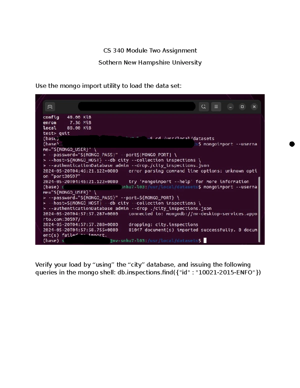CS 340 Module 04 Milestone: MongoDB CRUD Implementation Guide - Studocu