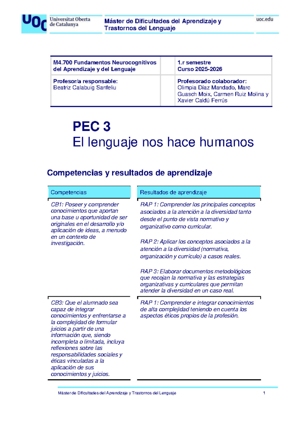M4.700 PEC 3: El Lenguaje y su Impacto en el Aprendizaje - Studocu
