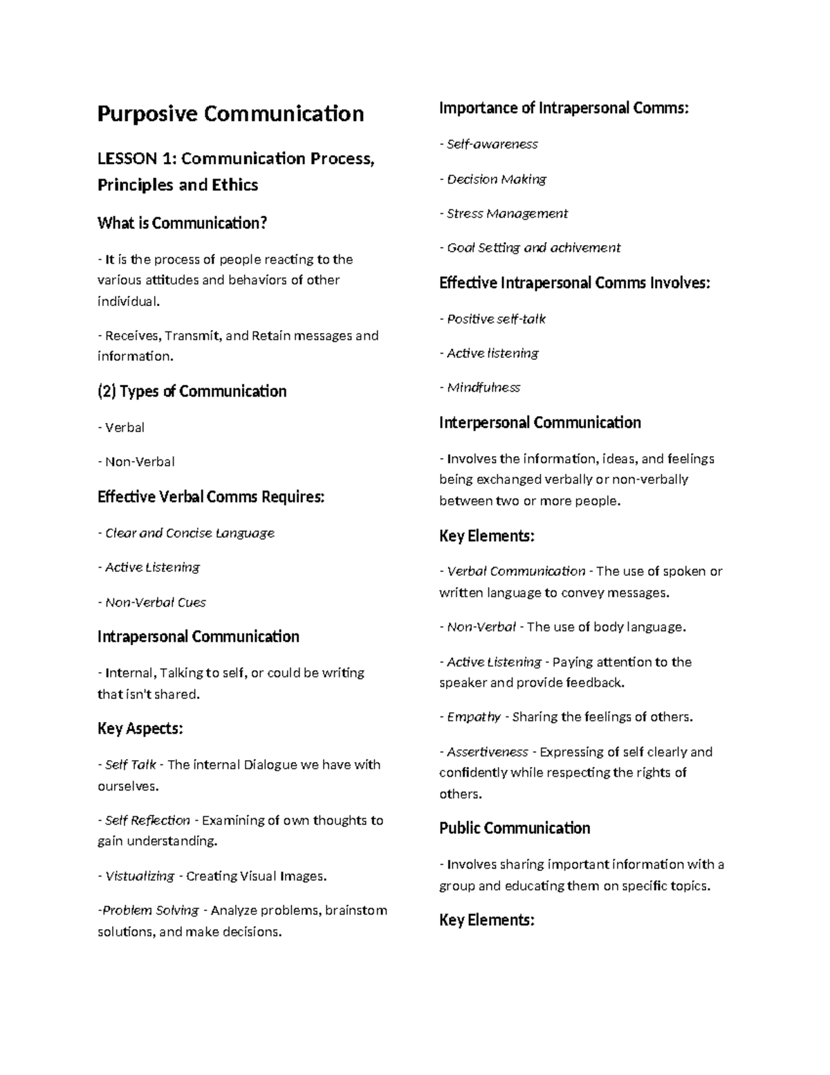 Purposive Communication Midterm Review Notes - Studocu