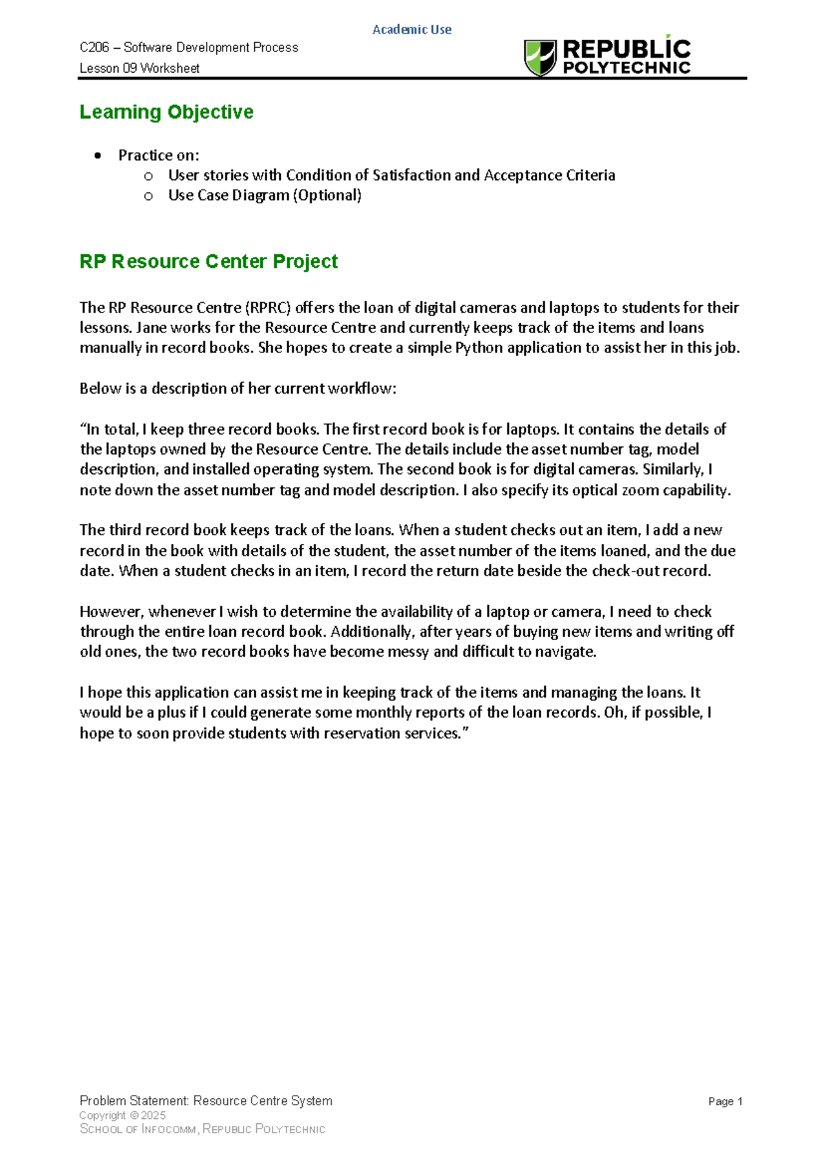 C206 Software Development Process Lesson 09: User Stories ...