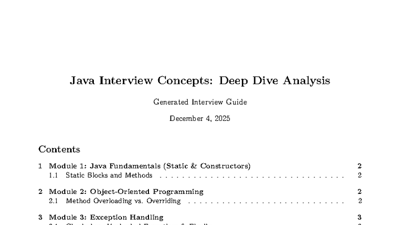 Java Interview Concepts: In-Depth Guide for Java Programming - Studocu