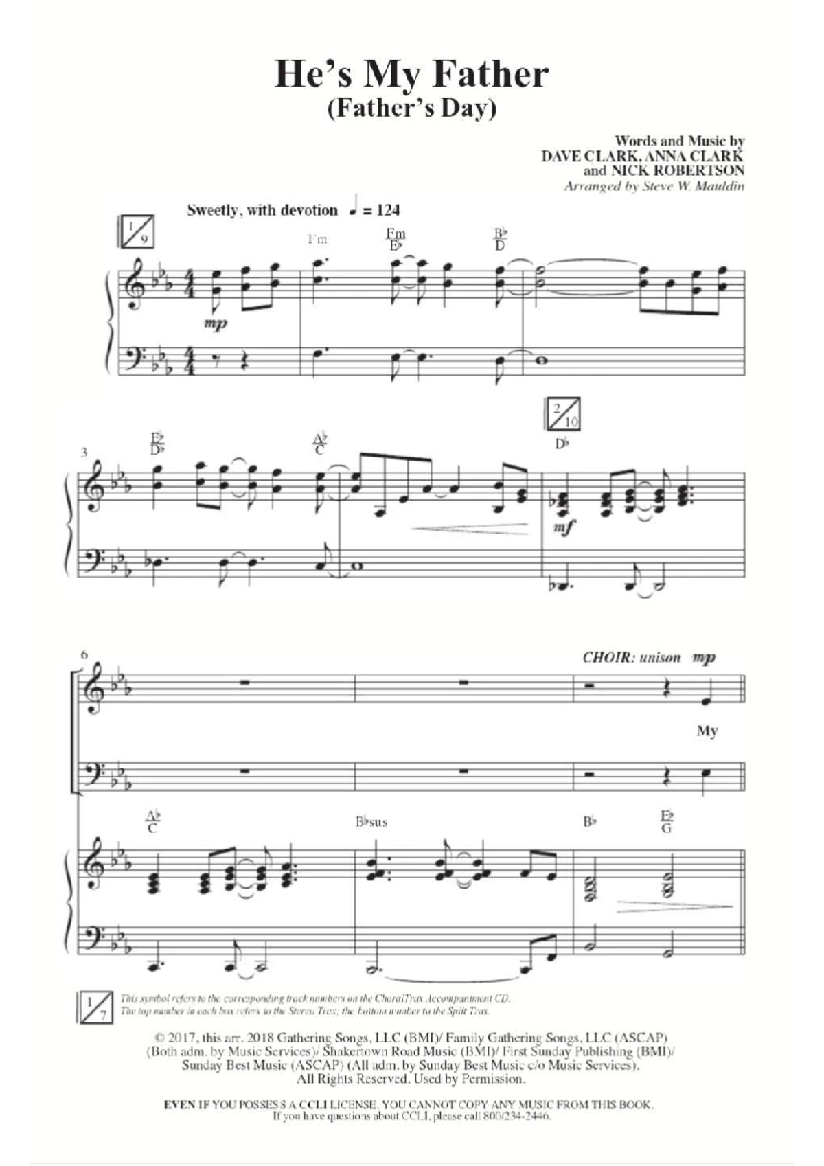 He's My Father - Choral Arrangement by Steve Mauldin - Studocu
