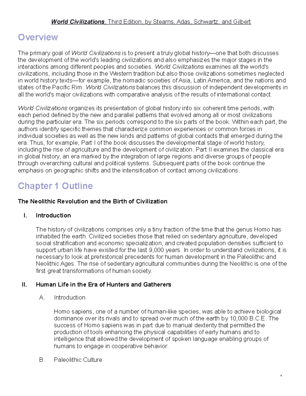 World Civilizations Outline: Chapter Summaries and Insights - Studocu