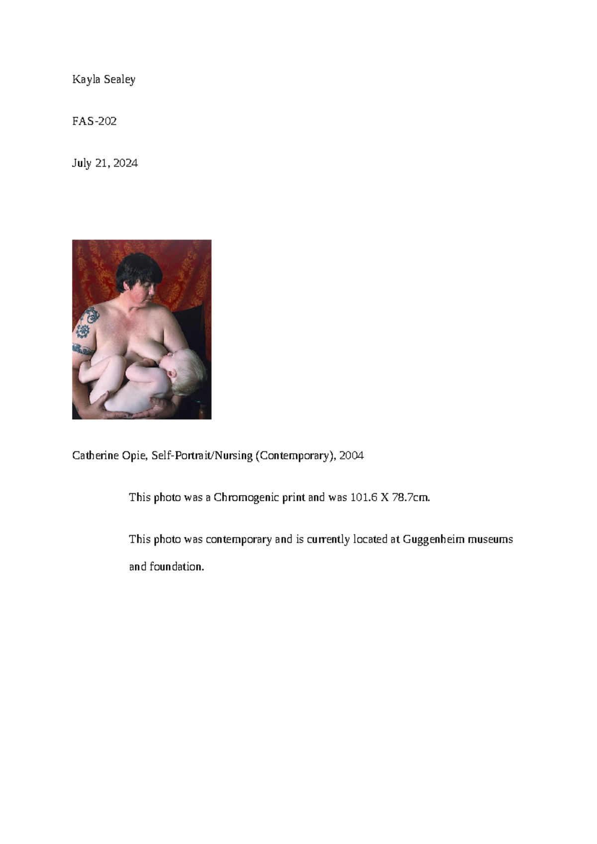 FAS 202 - Final Project: Exploring Motherhood in Art - Studocu
