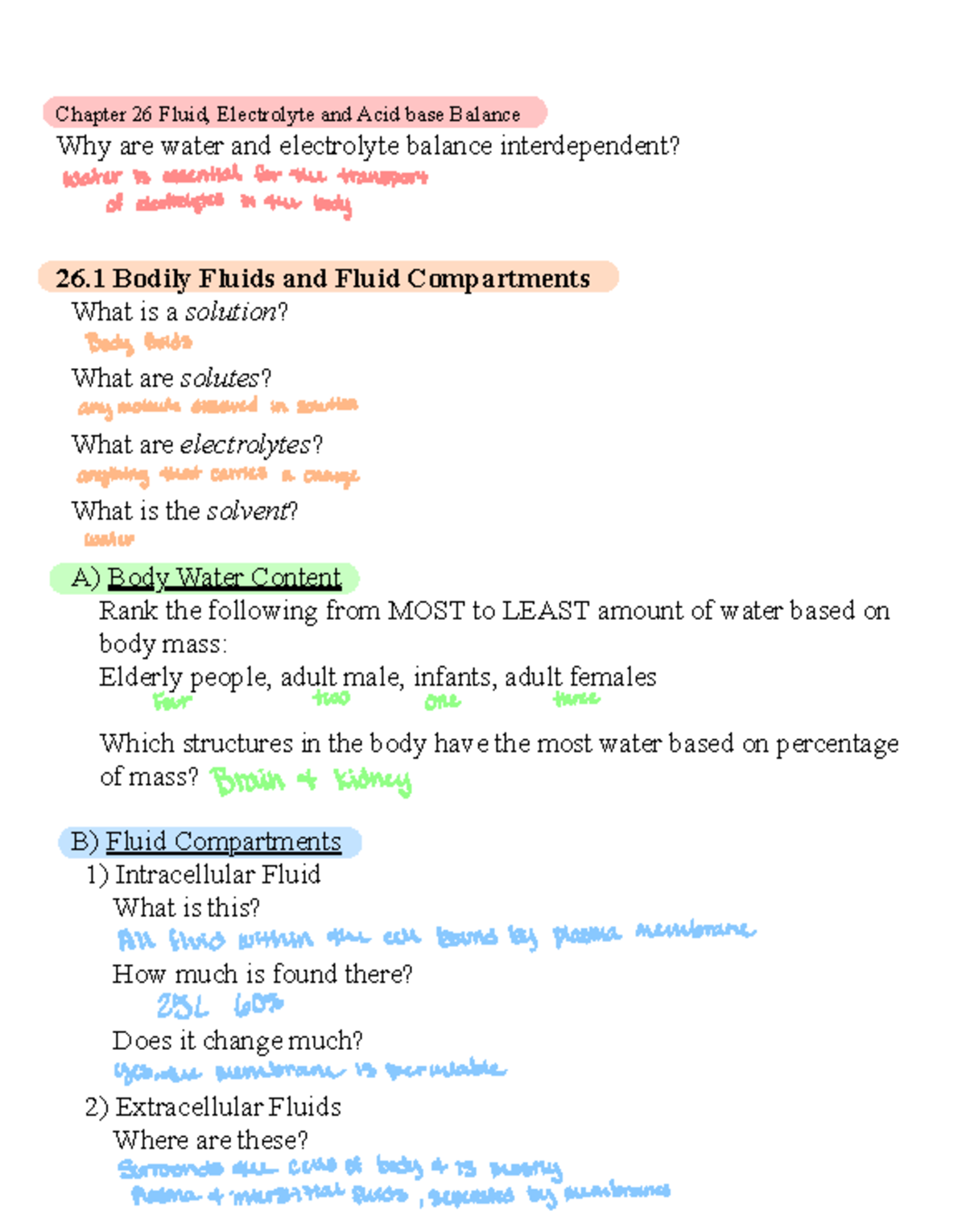 A&P Ch. 26 Notes: Fluid, Electrolyte, and Acid-Base Balance Insights ...