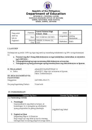 DLP-karahasan - detailed lesson plan - Department of Education REGION III – CENTRAL LUZON ...