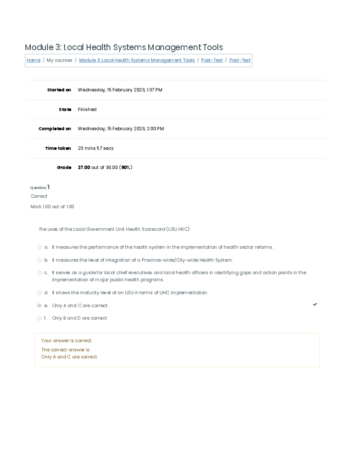 Module 3 Post-Test: Evaluation of Local Health Systems Management Tools ...