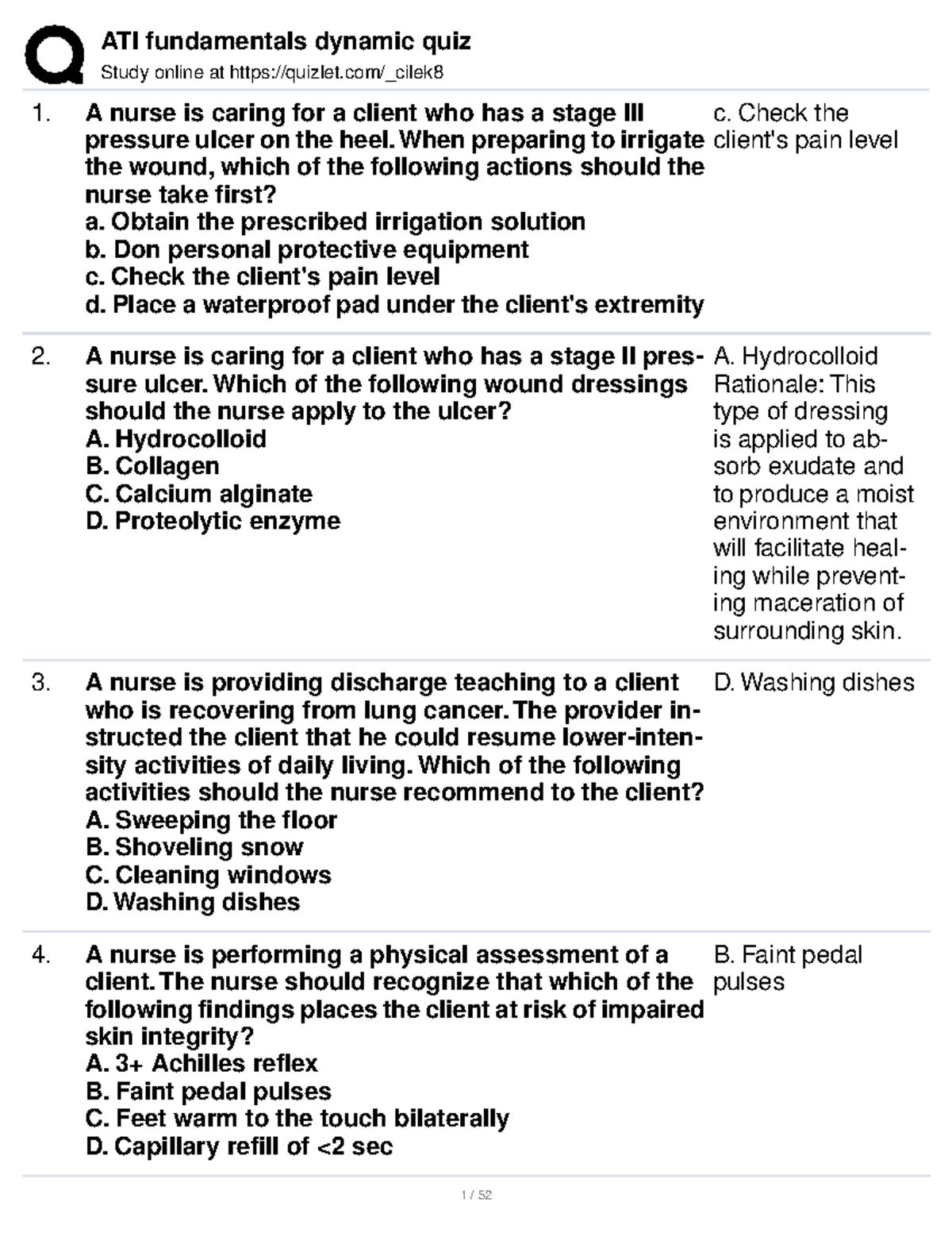 ATI Fundamentals Dynamic Quiz Study Guide: Key Concepts and Practice ...