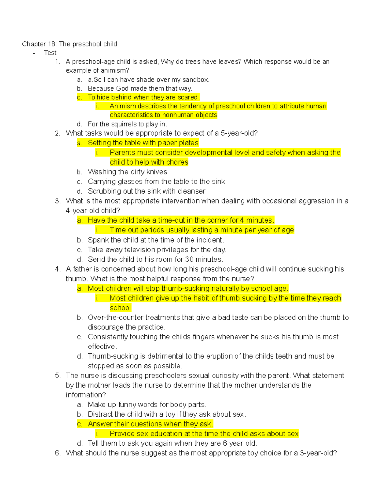 PEDS 4/24 Exam 5 Review: Practice Questions on Child Development - Studocu
