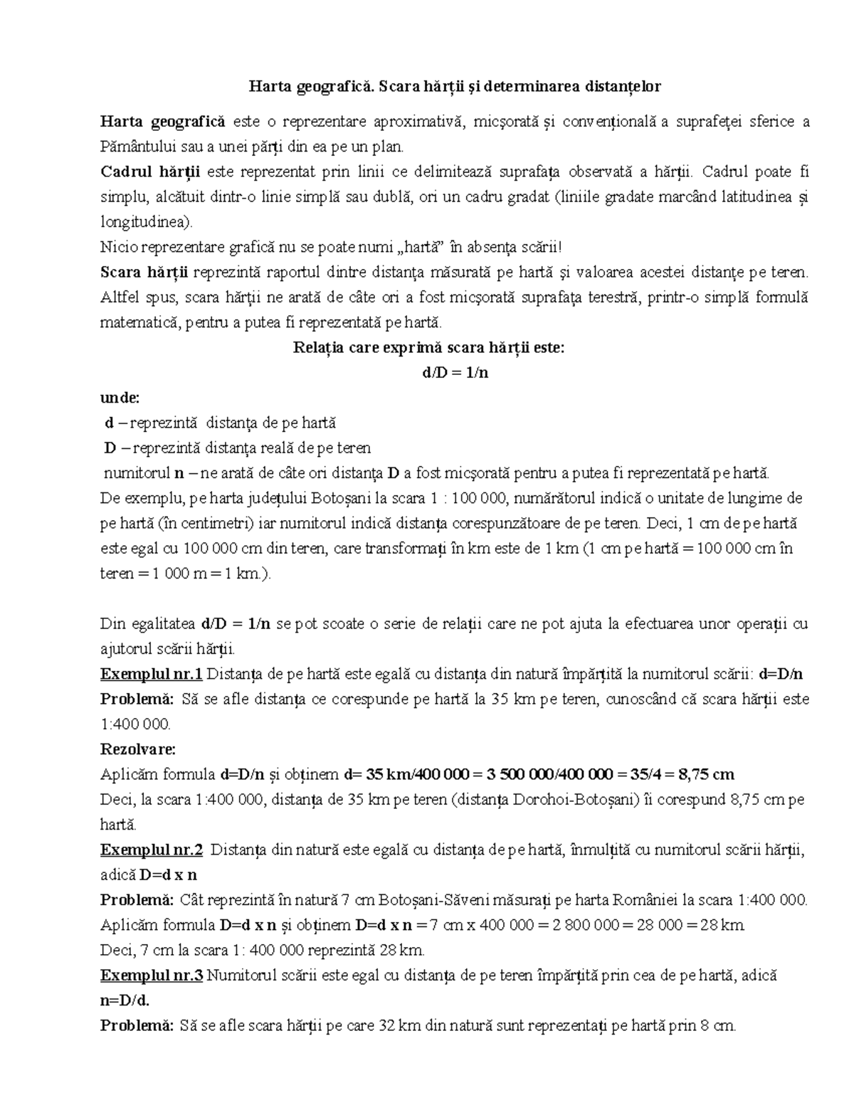 Scara hărții și determinarea distanțelor în geografie: lectură ...