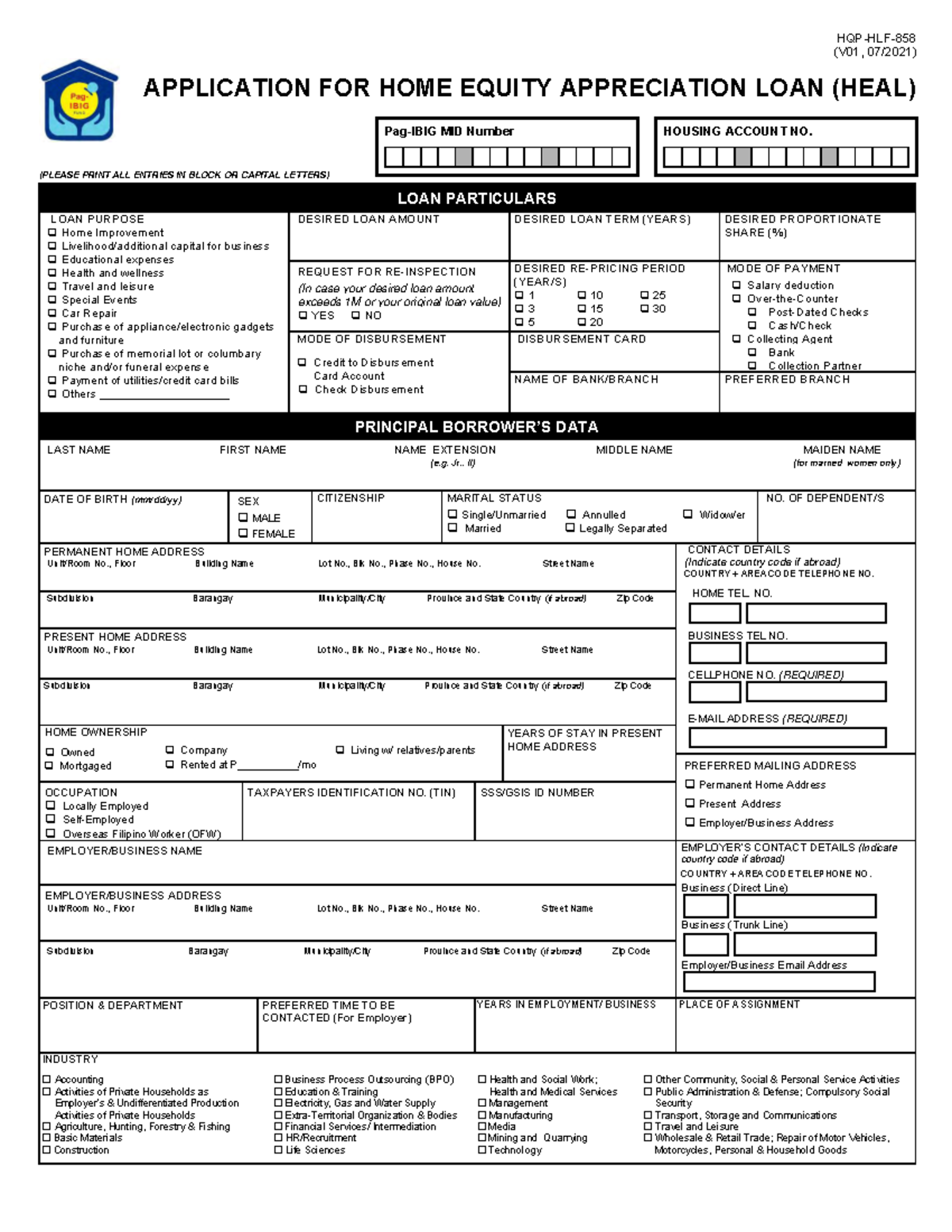HLF858 Application for Home Equity Appreciation Loan (HEAL) V01 - Studocu