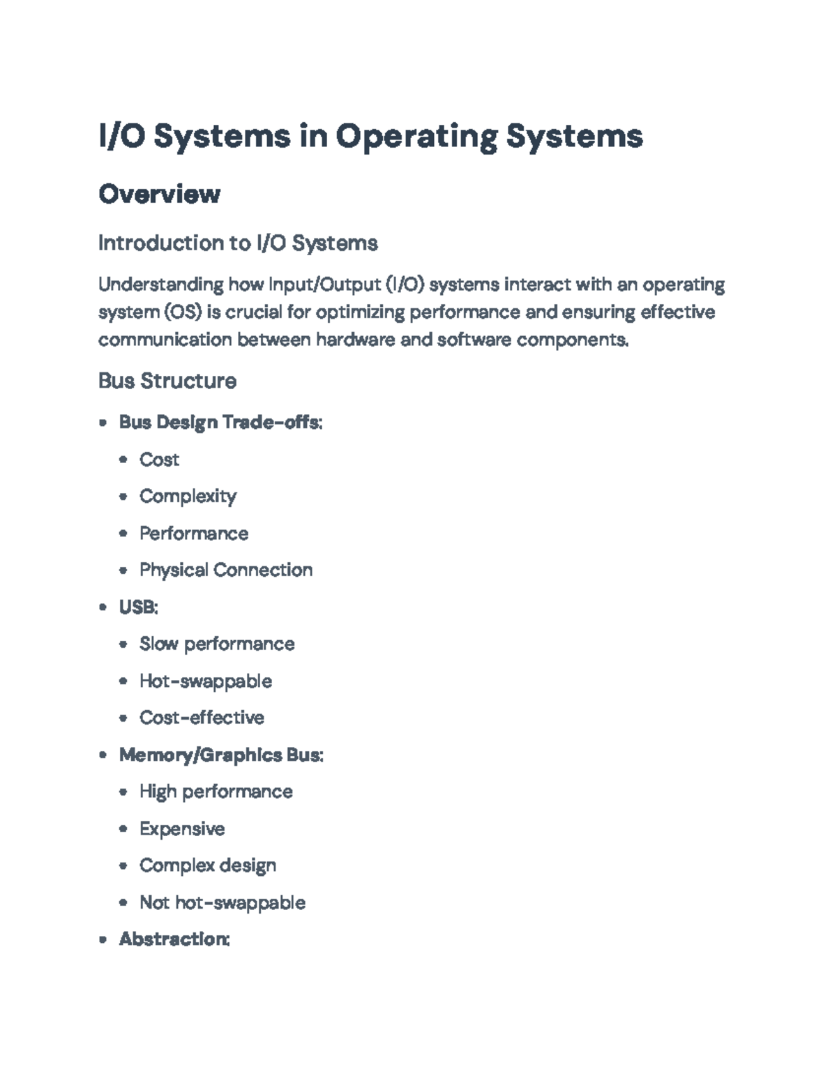 I/O Systems in Operating Systems: Key Concepts and Techniques - I/O ...