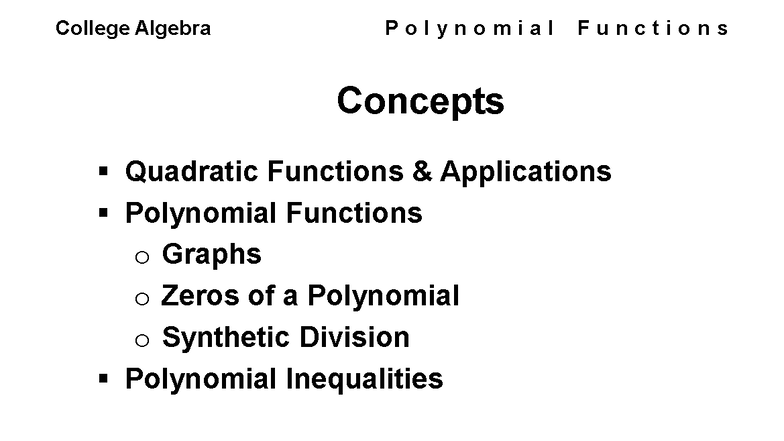 College Algebra: Polynomial Functions and Applications - Studocu