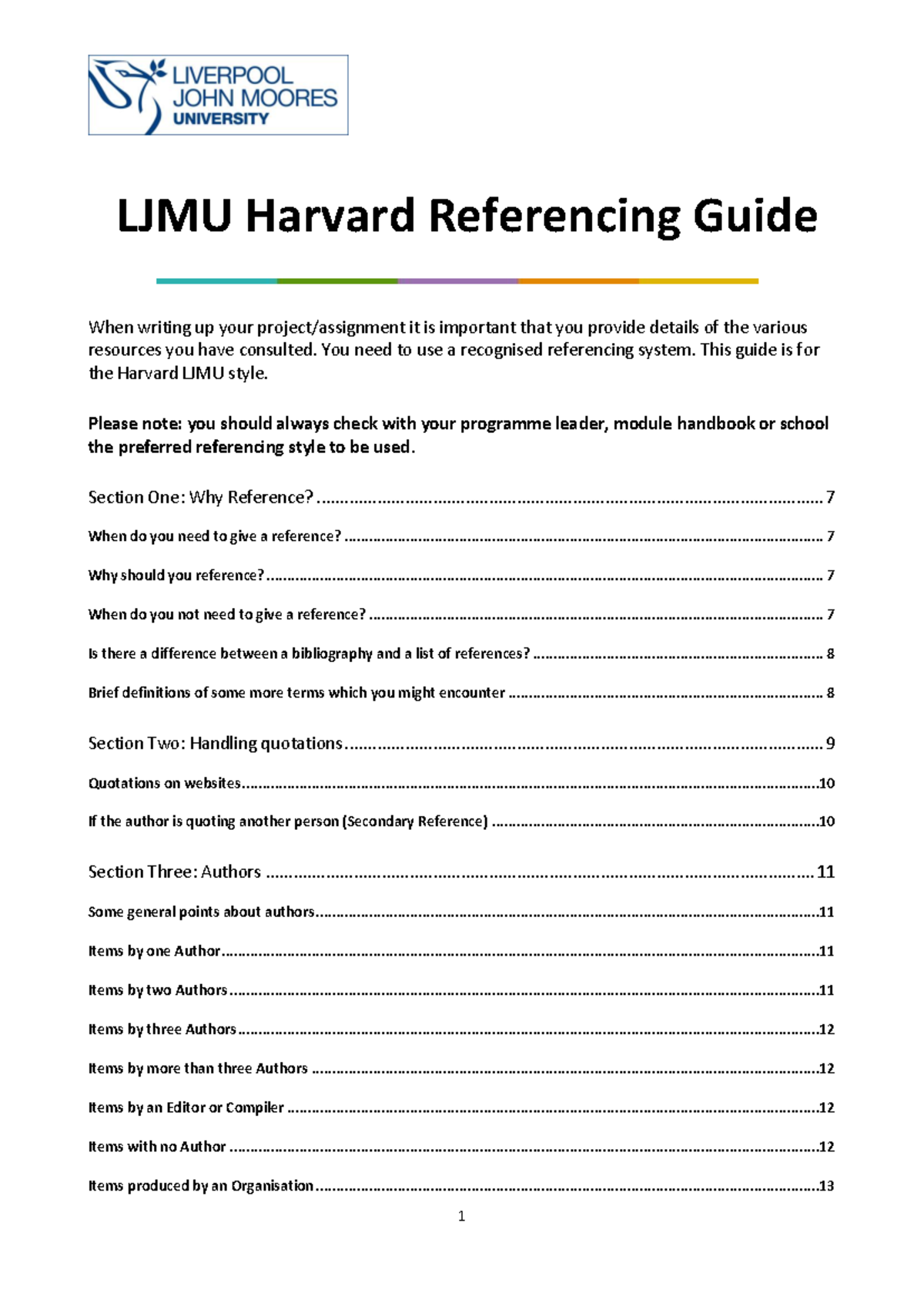 LJMU - Comprehensive Harvard Referencing Guide for Assignments - Studocu