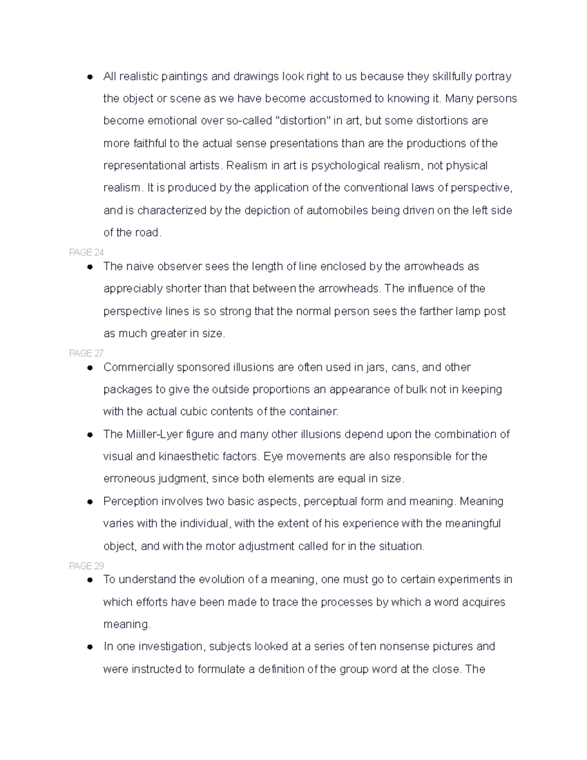 Notes 4 psych - All realistic paintings and drawings look right to us ...