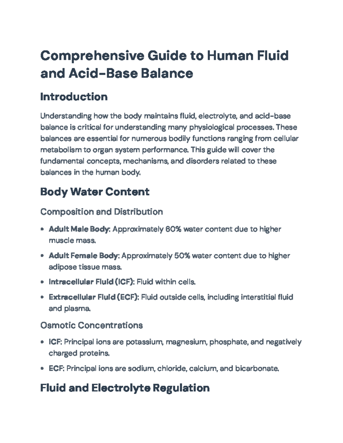 Comprehensive Guide to Human Fluid, Electrolyte, and Acid-Base Balance ...