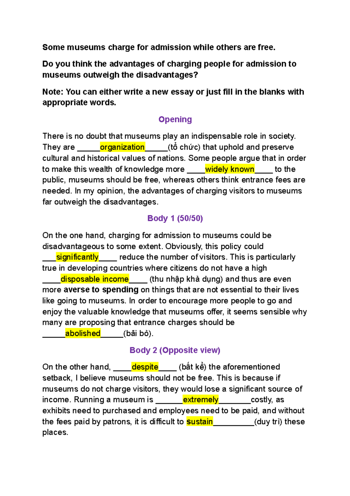 W3 - Essay Assignment: Advantages vs. Disadvantages of Museum Fees ...
