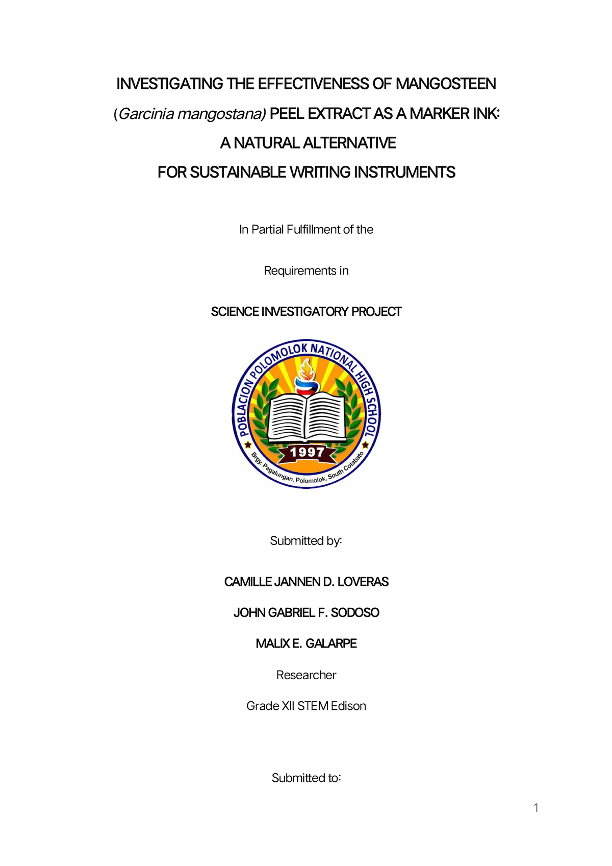 Effectiveness of Mangosteen Peel Extract as Alternative Ink for Markers ...
