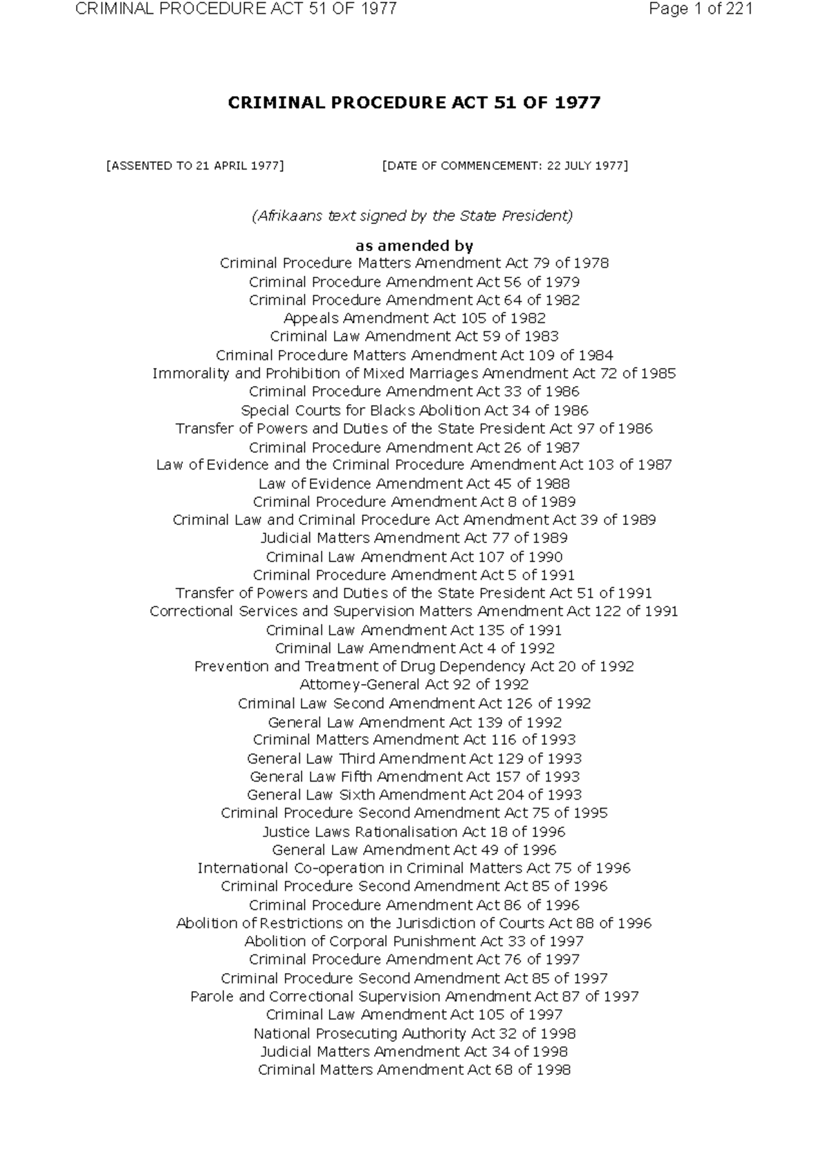 Cpr Act highlighted - (Afrikaans text signed by the State President ...