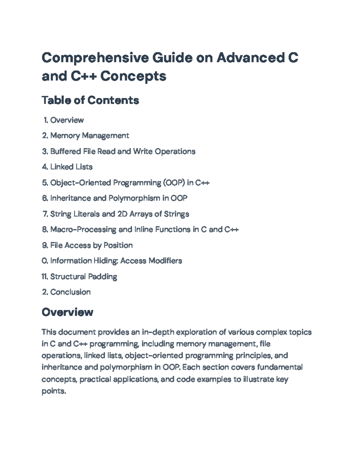 Advanced C and C++ Programming Concepts: A Comprehensive Guide - Comprehensive Guide on Advanced ...