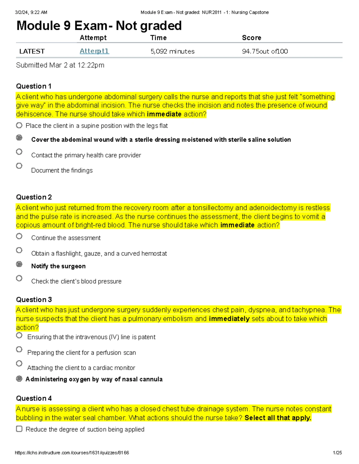 Capstone Module 10 Exam -Not Graded - Module 10 Exam -Not graded ...
