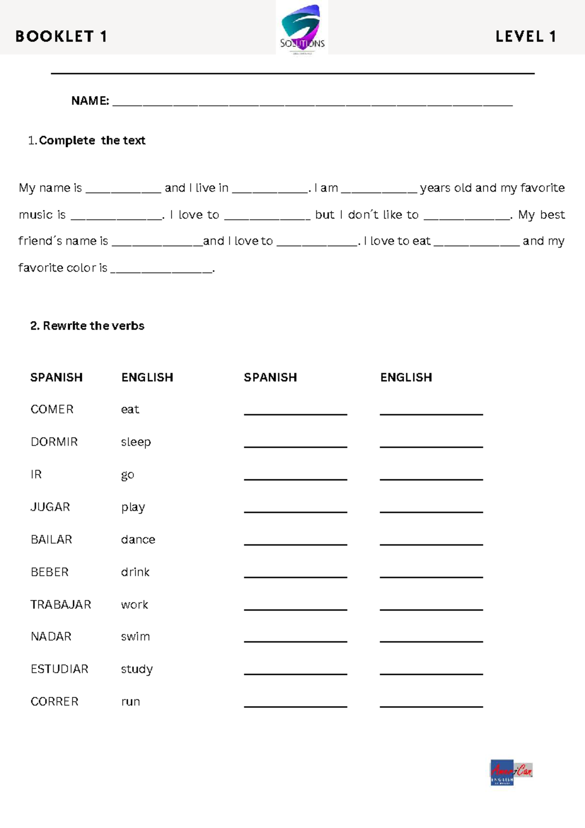 Booklet 1 - Level 1 Spanish Language Practice Activities - Studocu