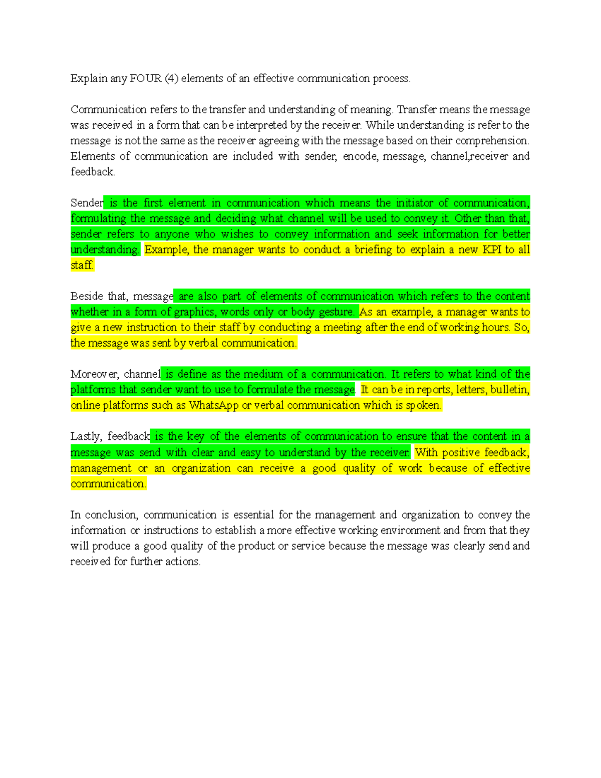 ADS460 Effective Communication Process: 4 Key Elements Explained - Studocu