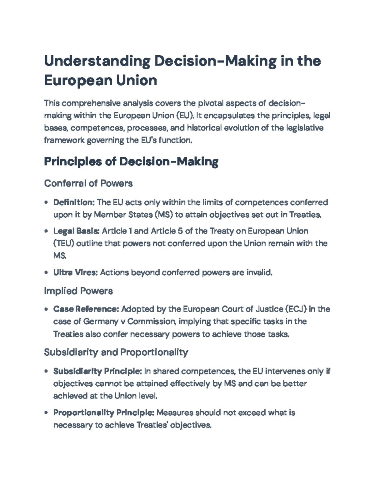 Understanding Decision-Making Processes in the European Union (EU ...