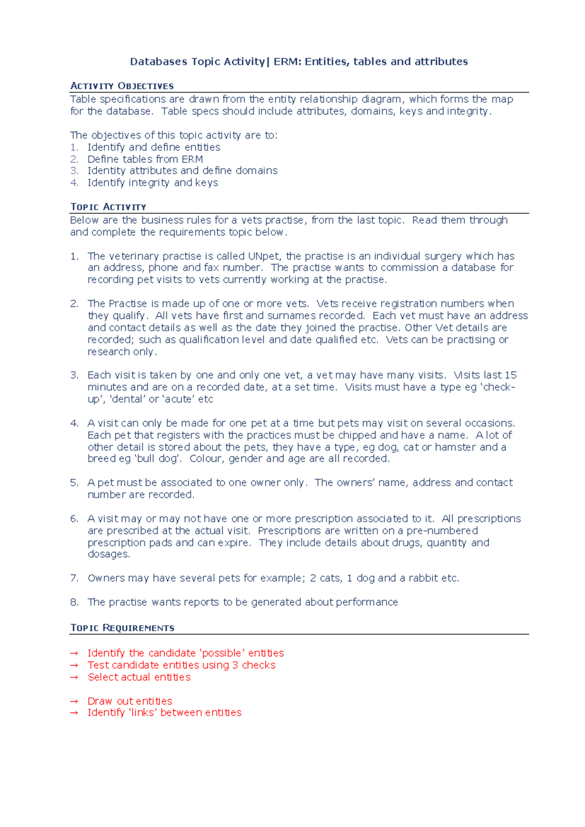 Activity 2 - ERM: Entities, Tables & Attributes Overview (Database ...