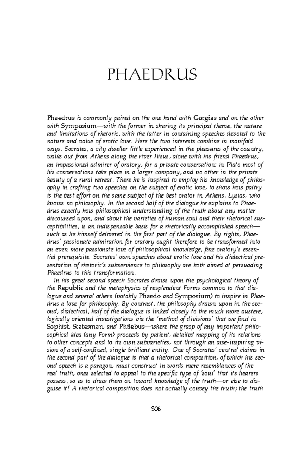 Plato Phaedrus: Exploring Rhetoric and Love in Socratic Dialogue - Studocu